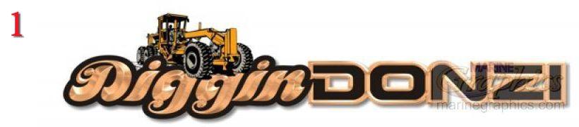 Diggin Donzi boat graphic - Boat Lettering