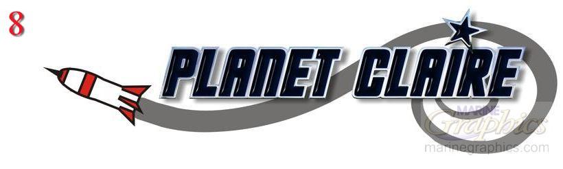 Planet Claire boat lettering - Boat Lettering