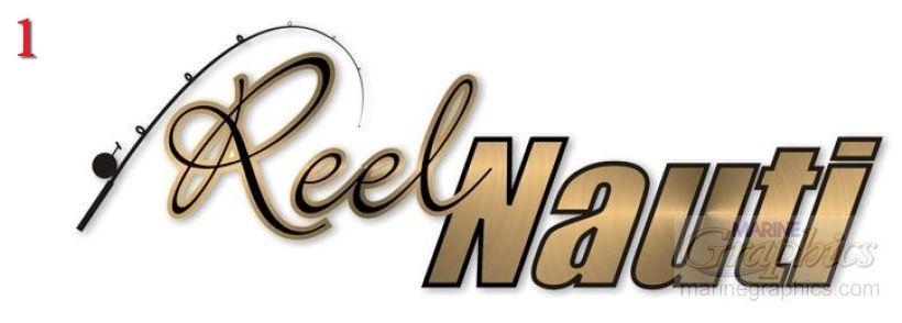 Reel Nauti fishing boat graphics - Boat Lettering