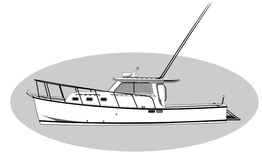 Boat line art for crew gear by Marine Graphics