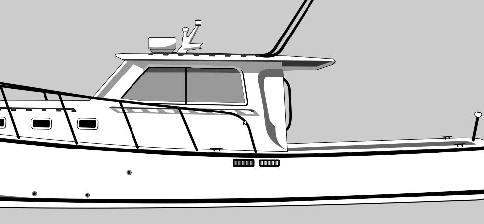 Boat line art drawing by Marine Graphics Boat Lettering