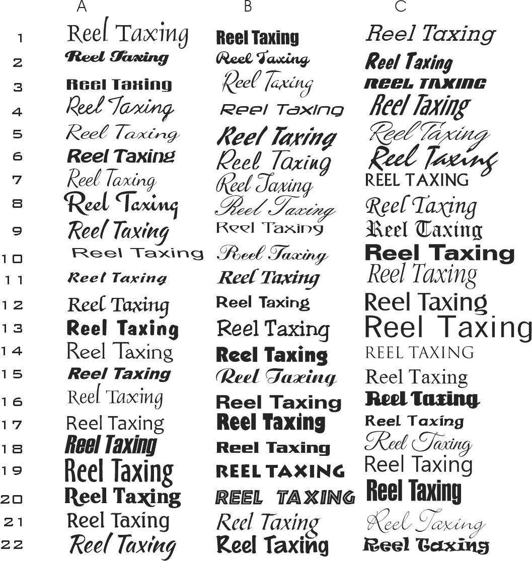 Reel Taxing graphics - Boat Lettering